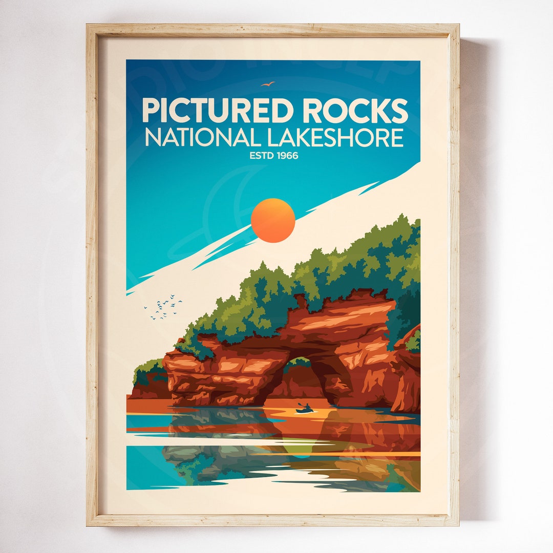 Pictured Rocks National Lakeshore Poster Print Lake Superior Travel ...
