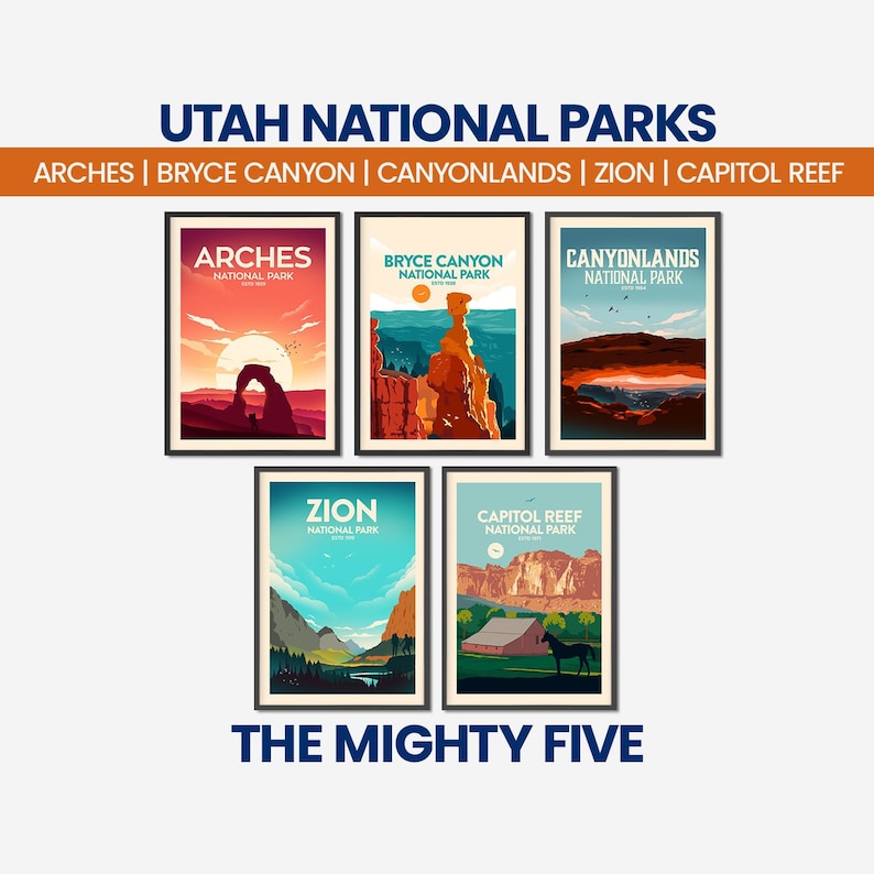 Utah National Park Poster Set of 5 Prints National Park - Etsy UK