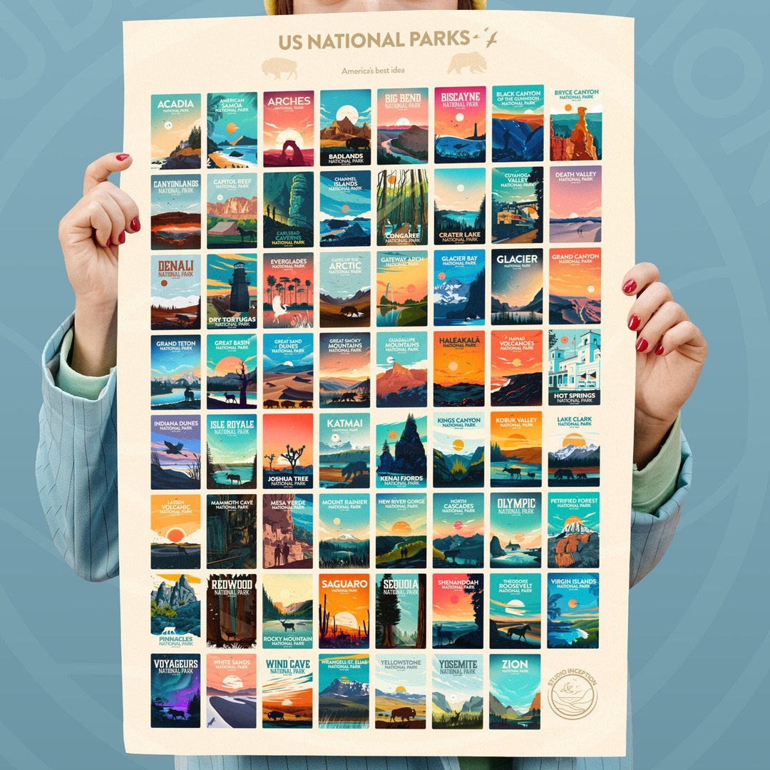 The Ultimate 63 US National Park Poster, Travel Poster Travel Gift Home ...