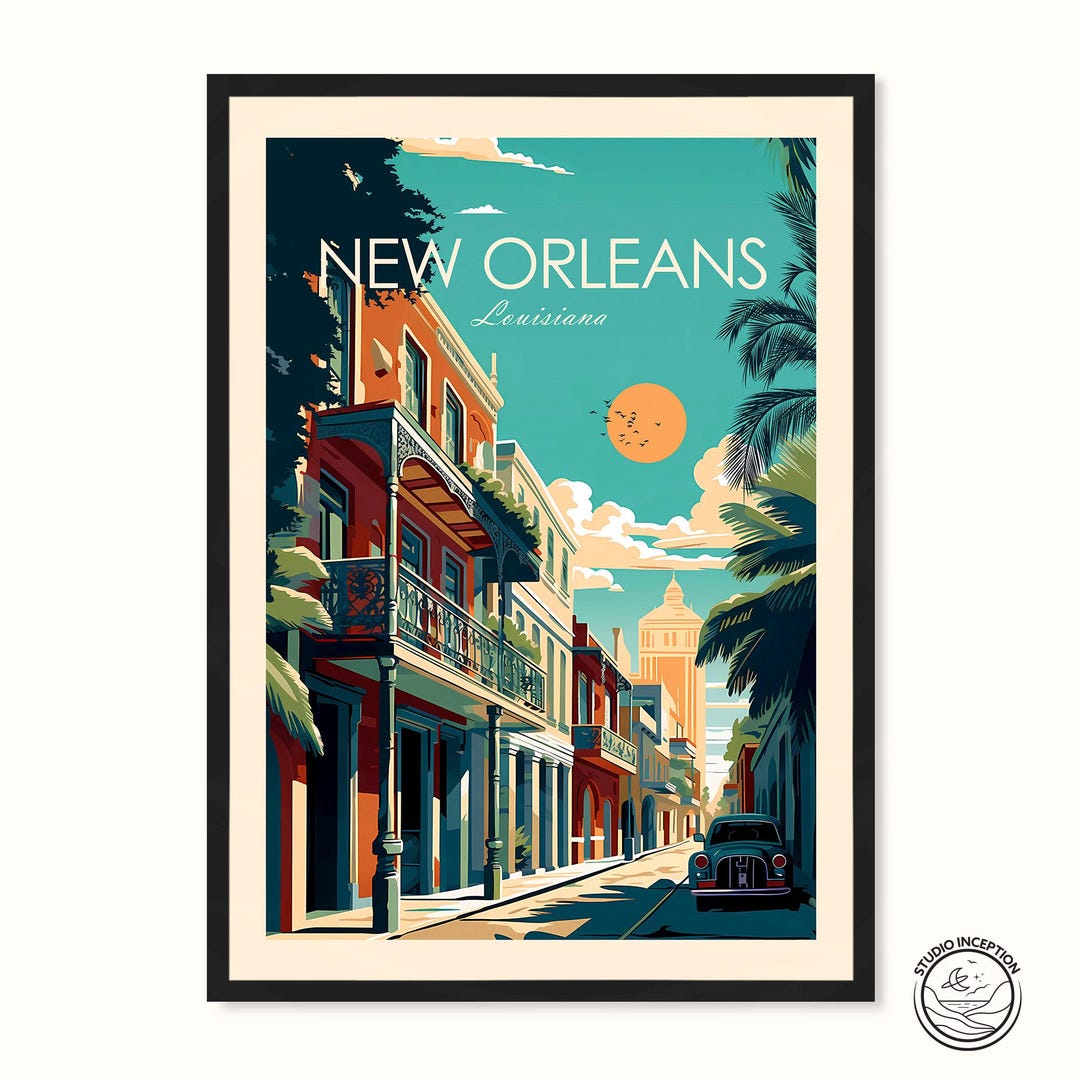 New Orleans Traditional Travel Print Louisiana Wall Art United States ...