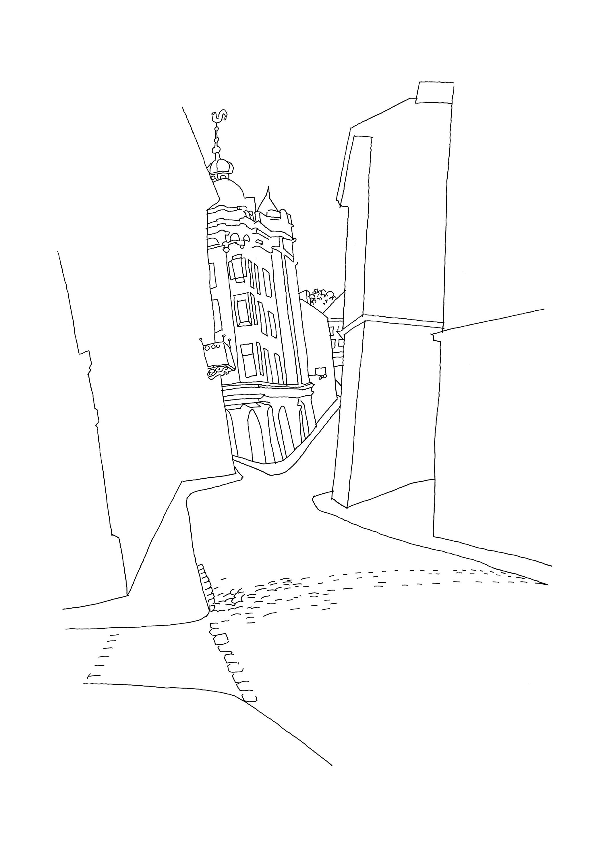 Line drawing print for digital download Architecture drawing | Etsy