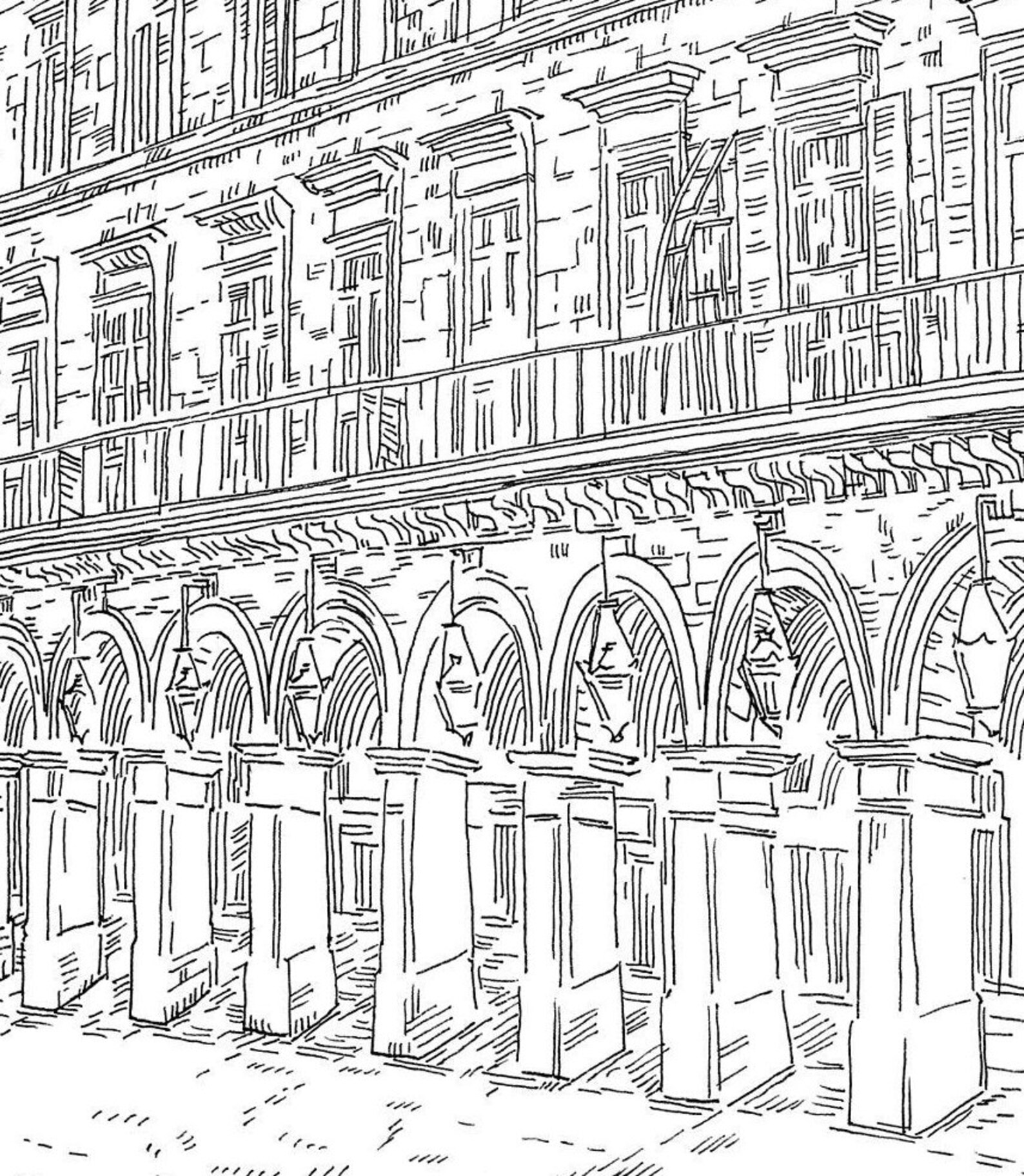 Cityscape Drawing for Digital Download One Line Drawing | Etsy