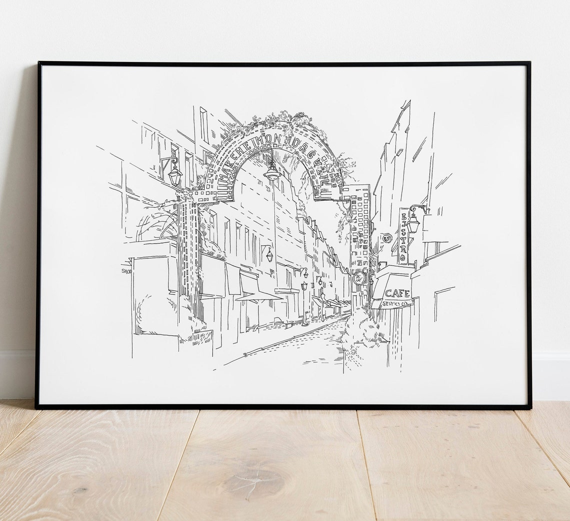 Street Drawing Digital Download City Landscape Print One Line - Etsy