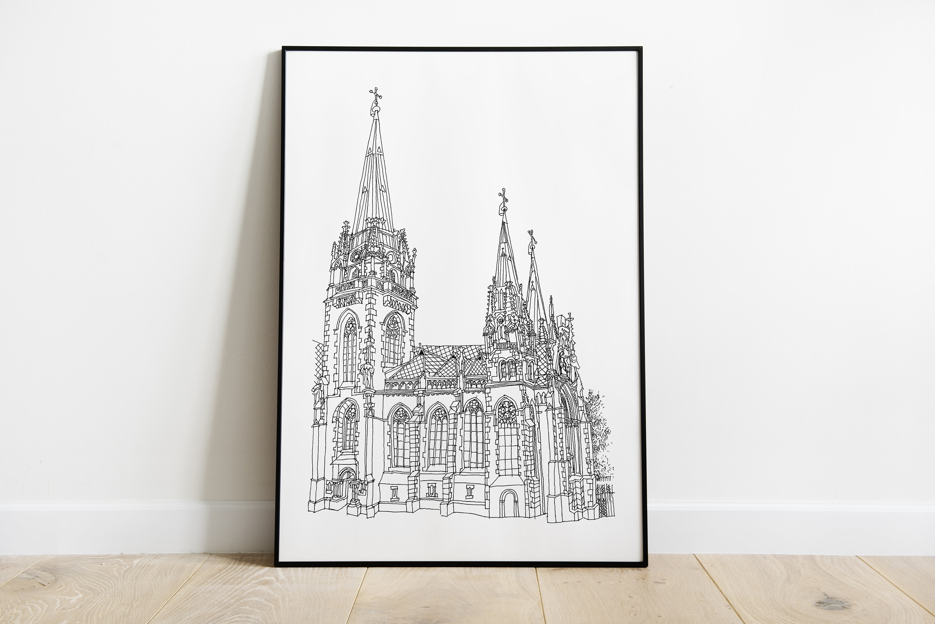6 Church Art Drawings Digital Download Set of 6 Prints Gallery Wall Set ...