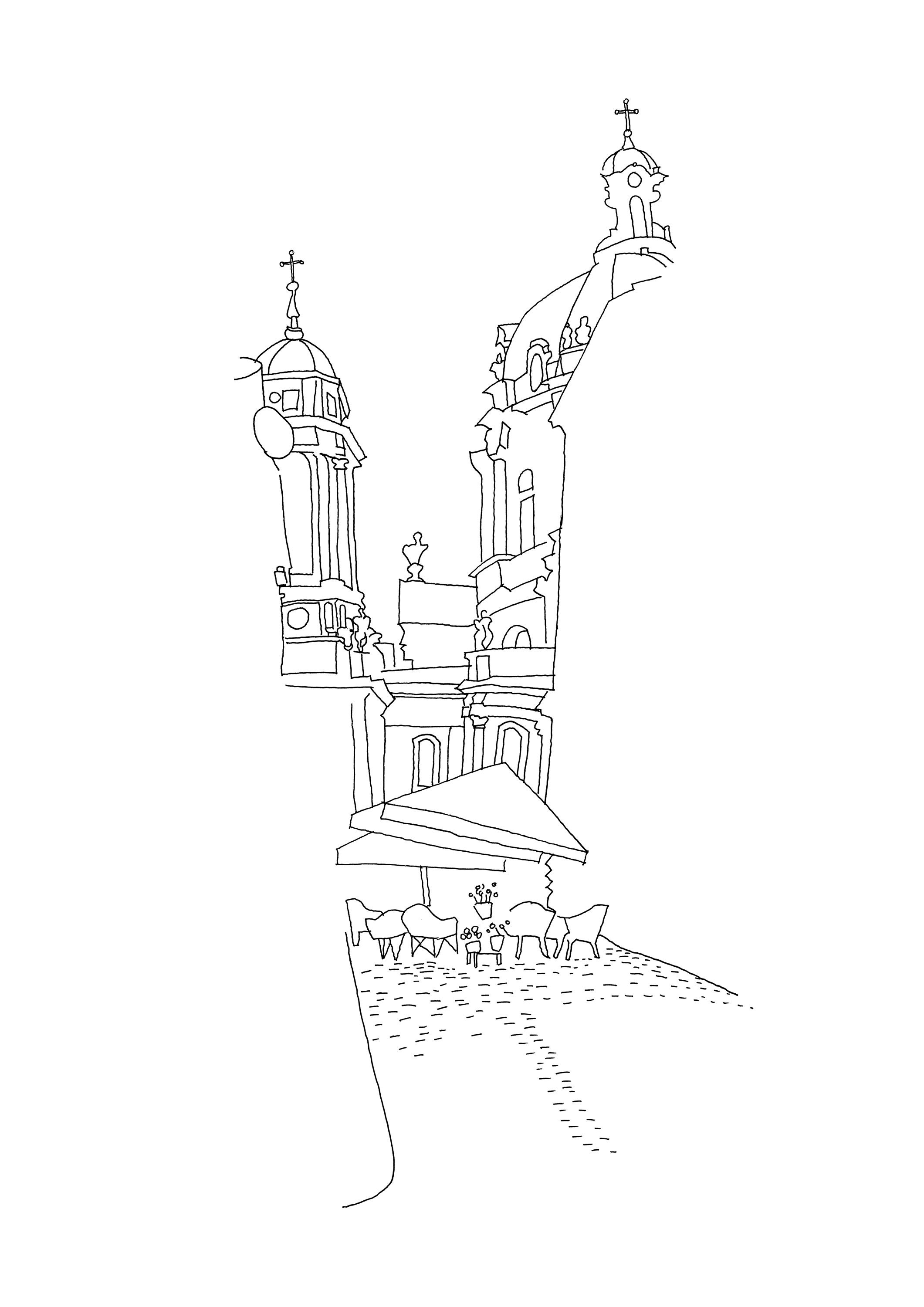 Line Drawing Print for Digital Download Architecture Drawing House ...