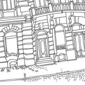 House Sketch Poster for Digital Download City Art Architecture Drawing ...