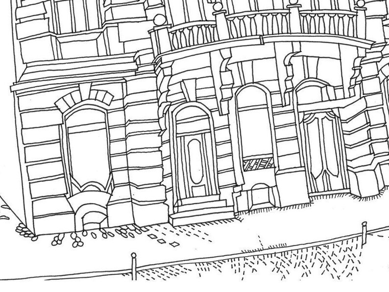 House Sketch Poster for Digital Download City Art Architecture Drawing ...