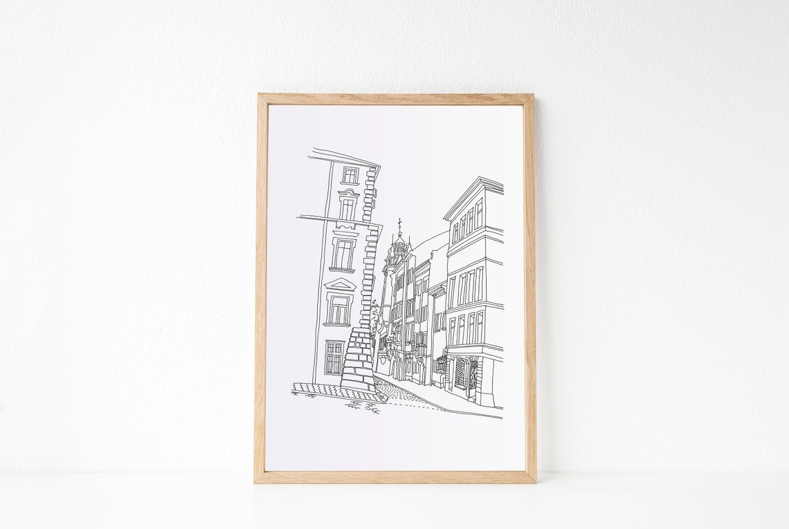 Cityscape Drawing for Digital Download One Line Drawing - Etsy