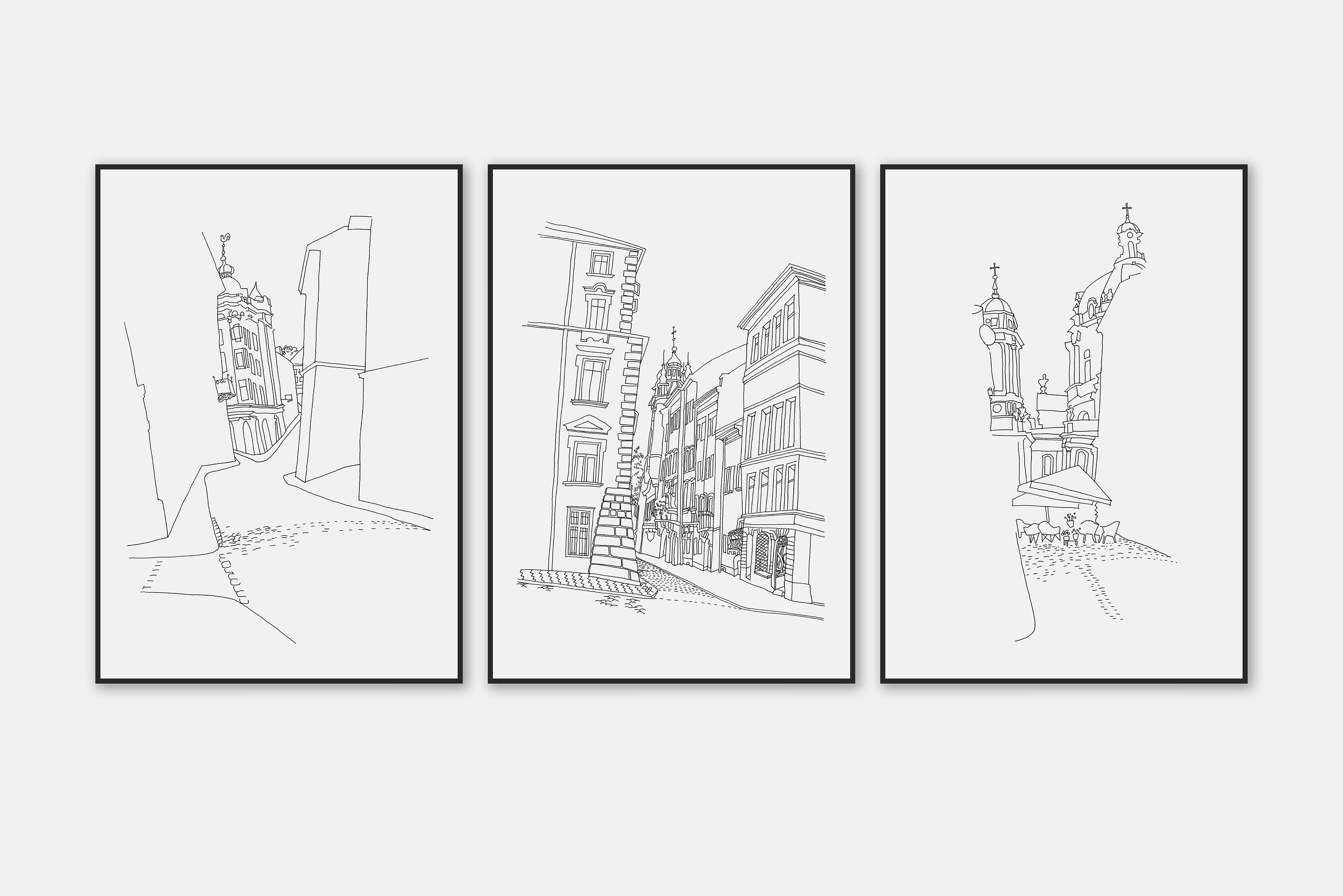Line drawing print for digital download Architecture drawing | Etsy