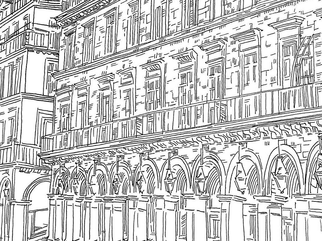 Cityscape Drawing for Digital Download One Line Drawing Architecture ...