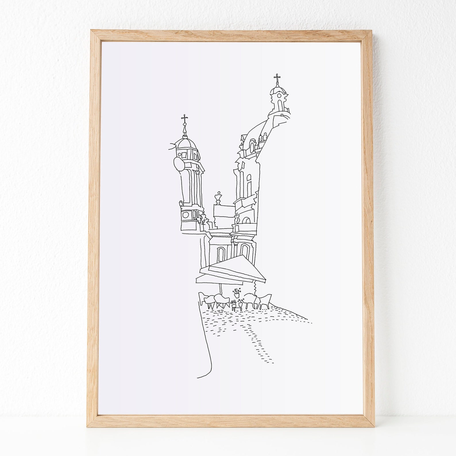 Line drawing print for digital download Architecture drawing | Etsy