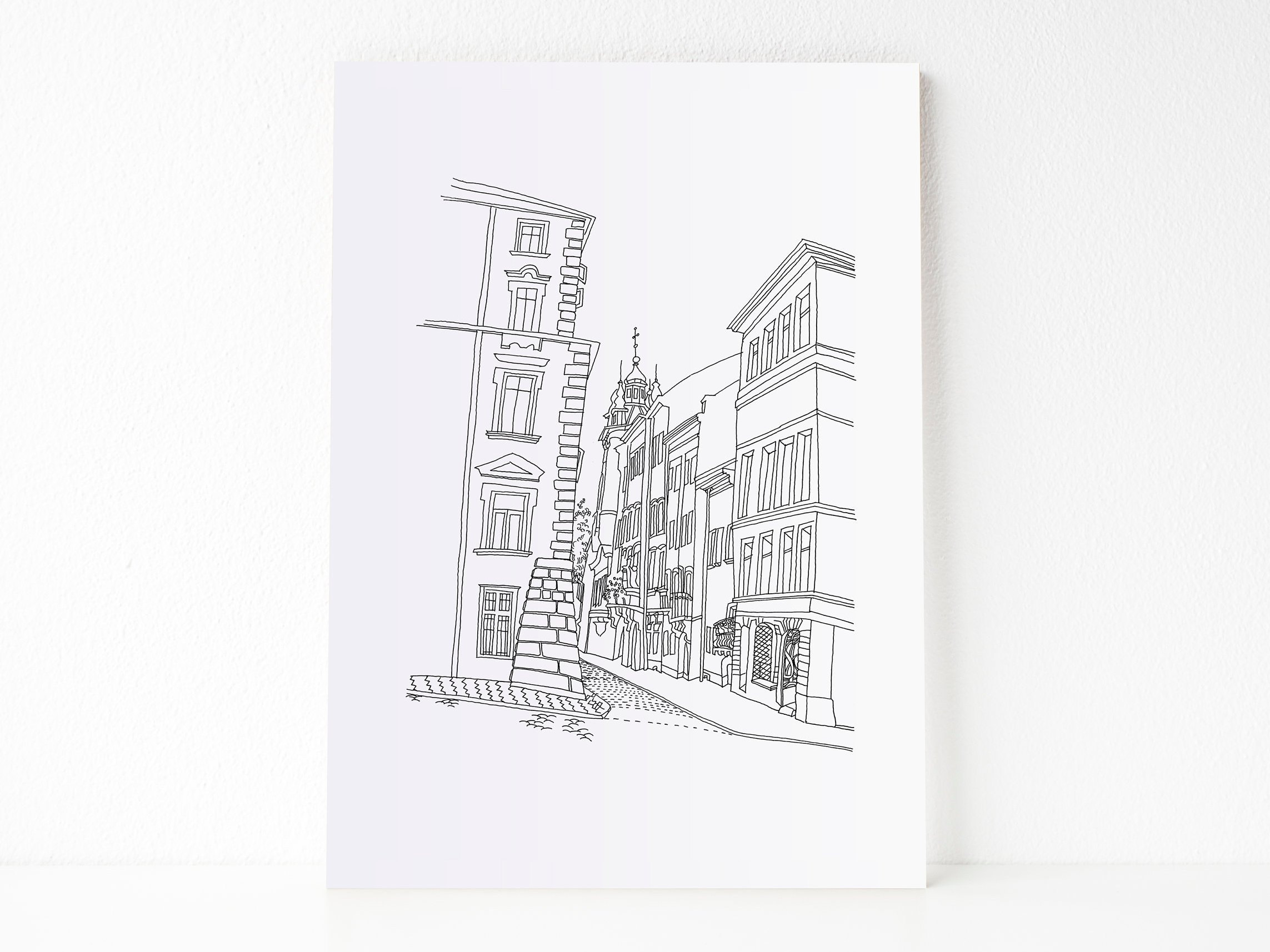 Cityscape Drawing for Digital Download One Line Drawing - Etsy