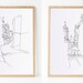 Set of 2 Art Prints One Line Drawing Architecture Poster for - Etsy