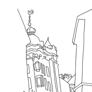 Set of 2 Art Prints One Line Drawing Architecture Poster for - Etsy