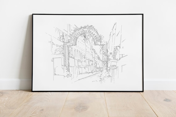 Street Drawing Digital Download City Landscape Print One Line | Etsy
