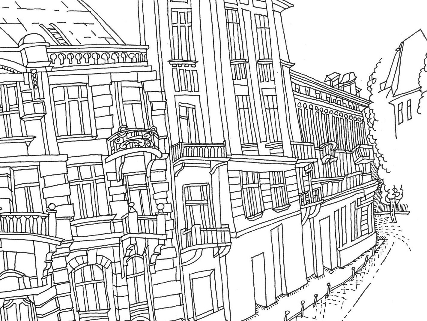 House Sketch Poster for Digital Download City Art Architecture Drawing ...