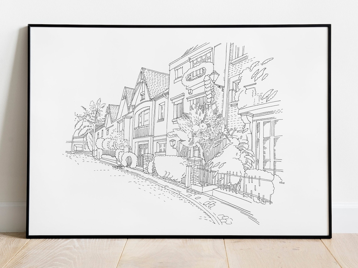 Paris Street One Line Drawing for Digital Download - Etsy