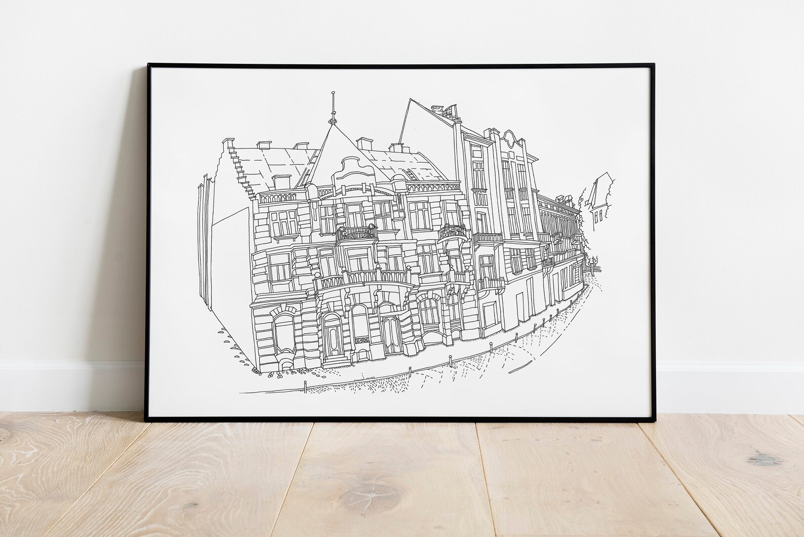 House Sketch Poster for Digital Download City Art Architecture Drawing ...