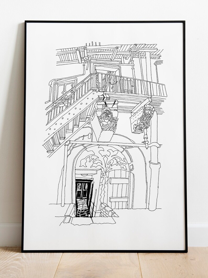 Printable One Line Drawing Architectural Interior Poster for - Etsy