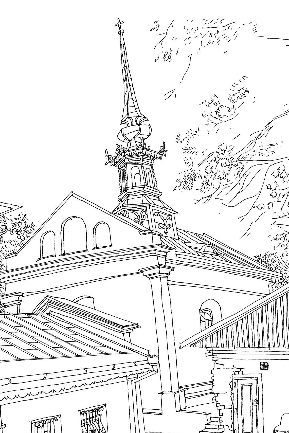 Church Line Drawing for Instant Download Vertical Wall Art - Etsy