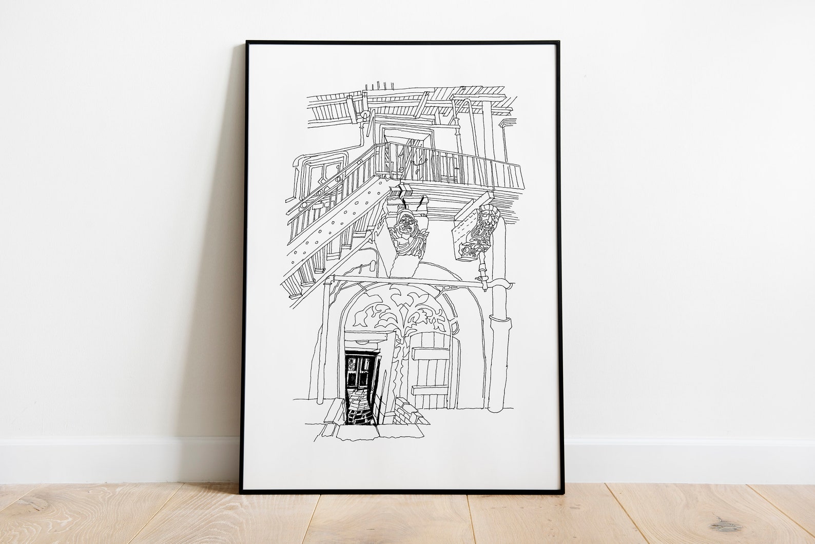 Printable One Line Drawing Architectural Interior Poster for - Etsy