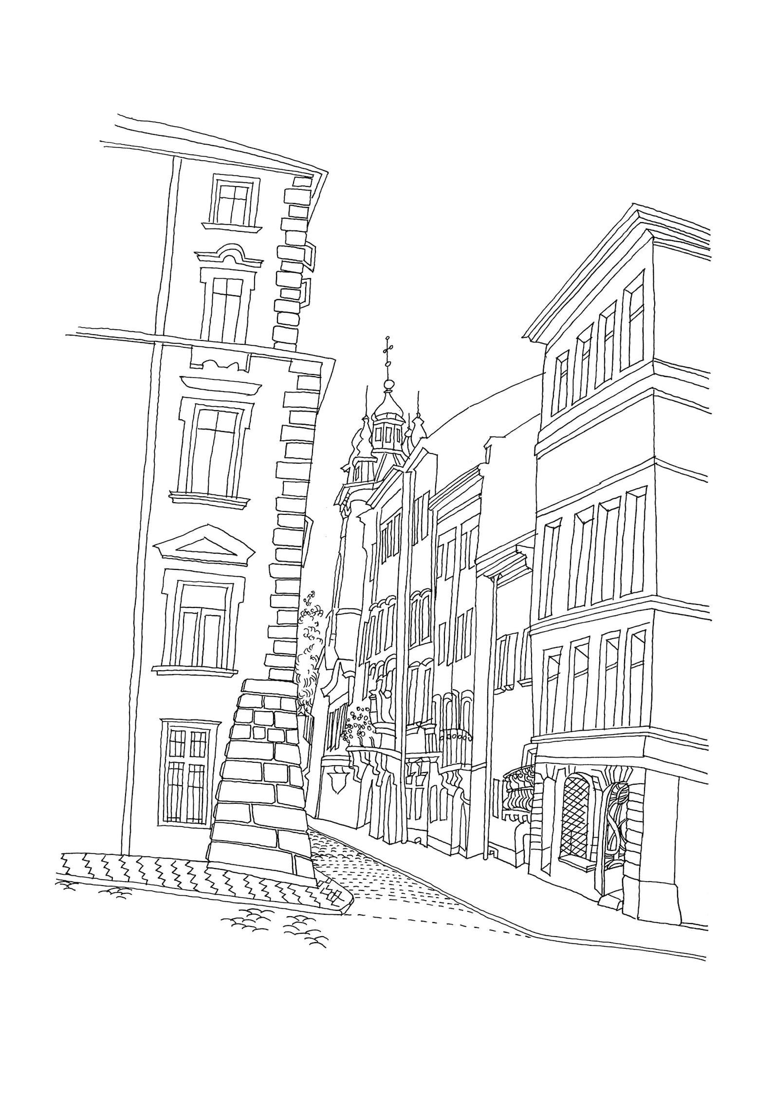 Line drawing print for digital download Architecture drawing | Etsy