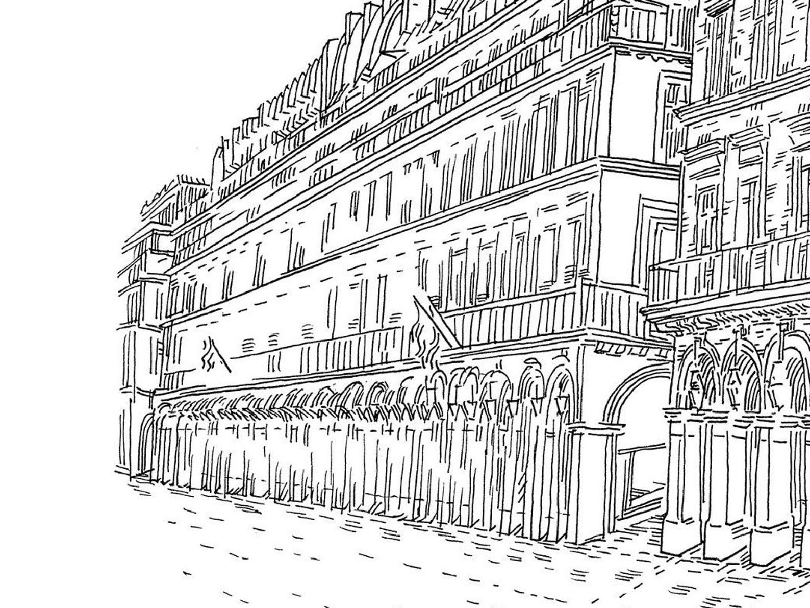 Cityscape Drawing for Digital Download One Line Drawing Architecture ...