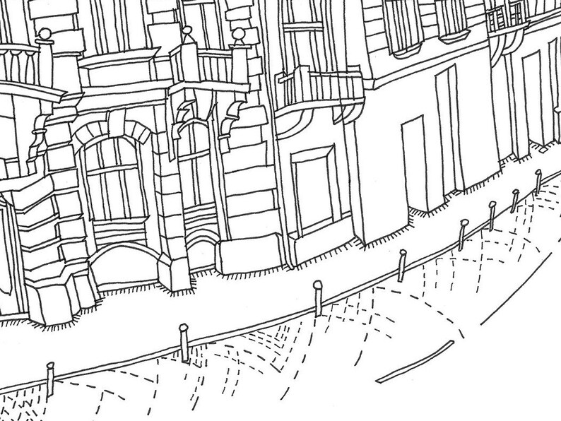 House Sketch Poster for Digital Download City Art Architecture Drawing ...