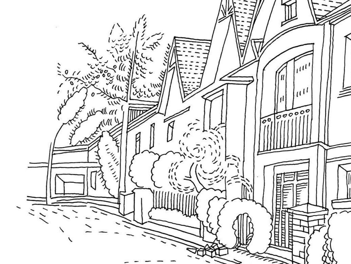 Paris Street One Line Drawing for Digital Download - Etsy