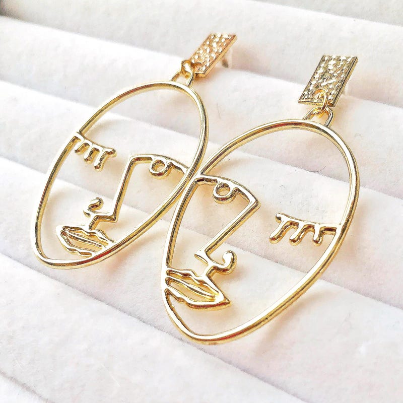 Large Earring With Face - Etsy UK
