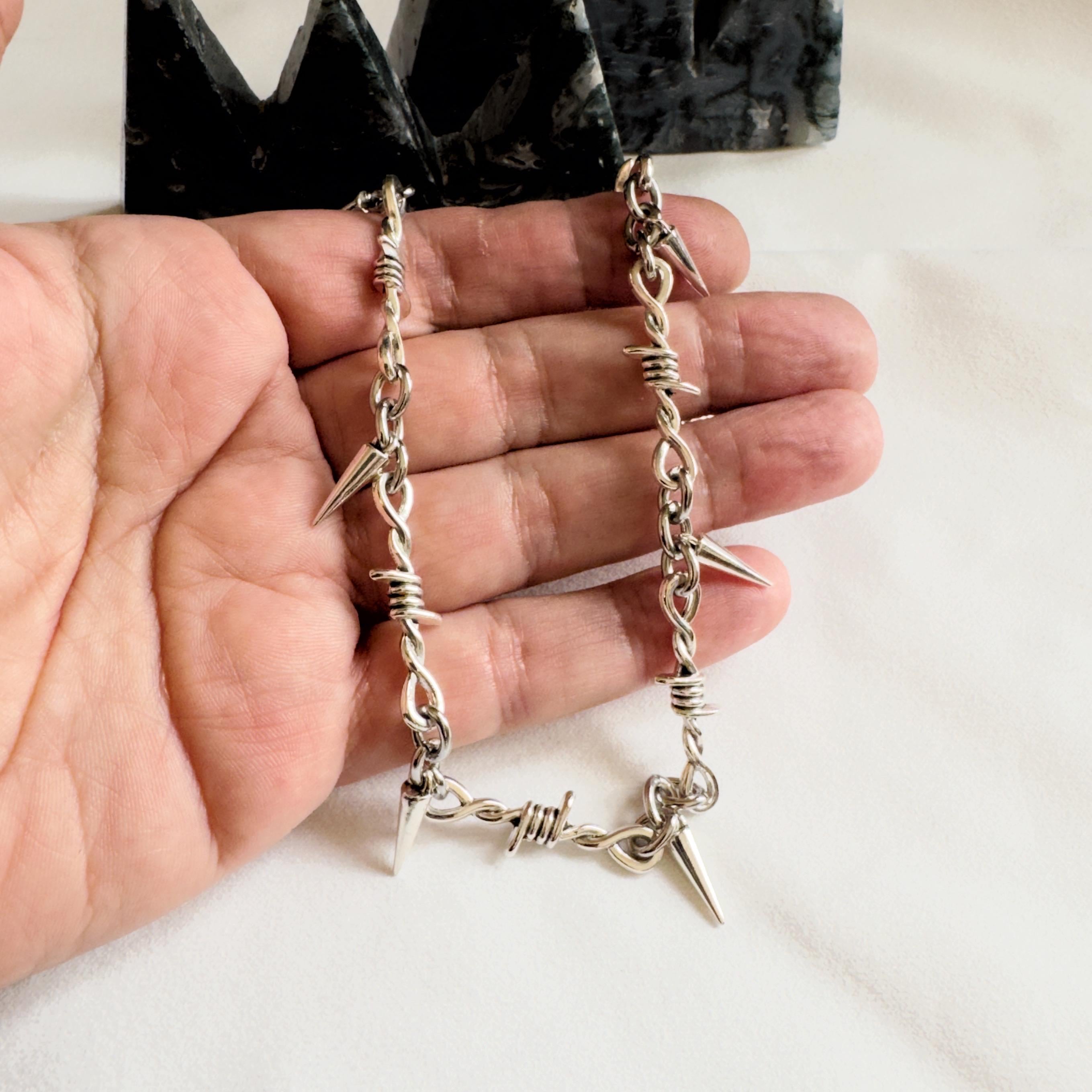 Barbwire and Spikes Necklace | Punk Spiky Chain - Etsy