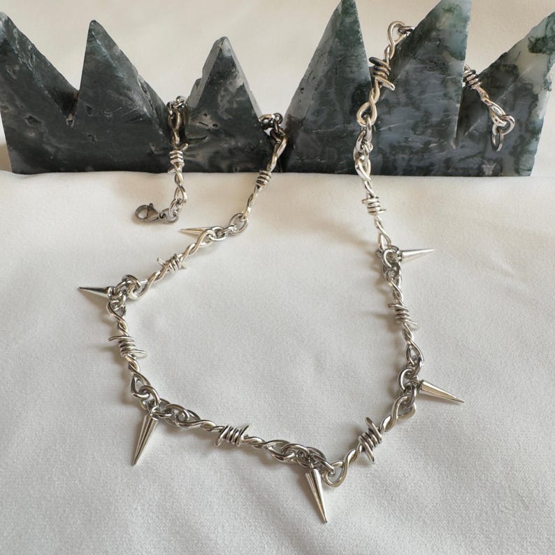 Barbwire and Spikes Necklace | Punk Spiky Chain - Etsy