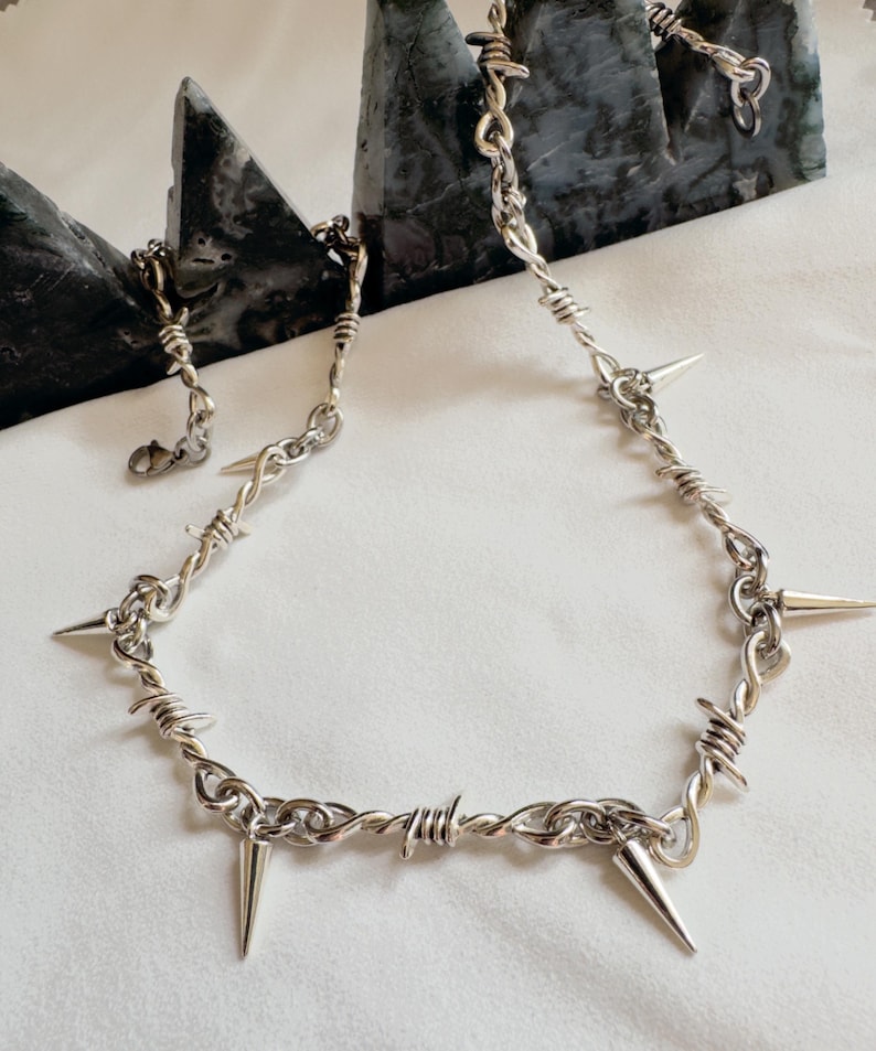 Barbwire and Spikes Necklace | Punk Spiky Chain - Etsy