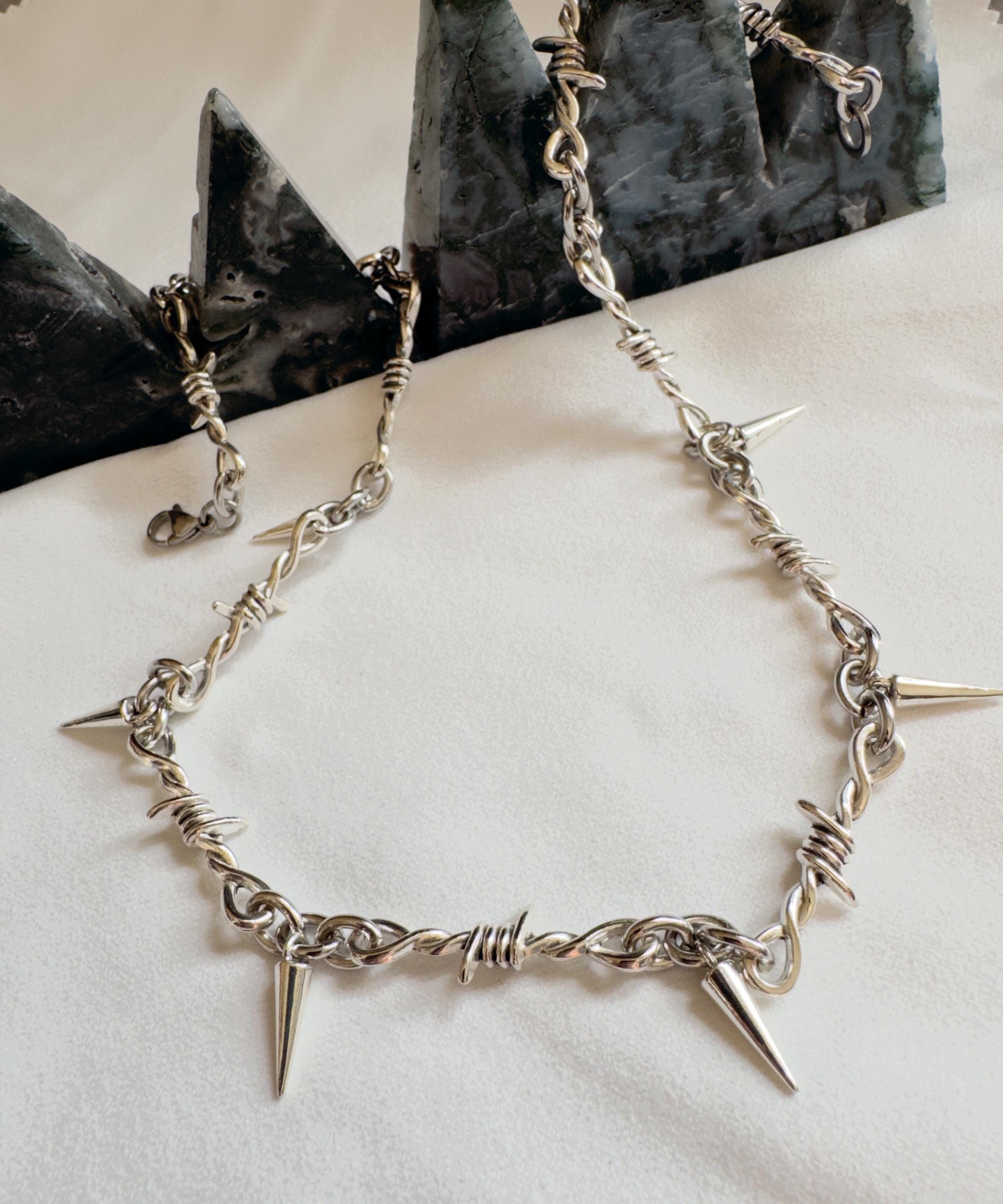 Barbwire and Spikes Necklace | Punk Spiky Chain - Etsy
