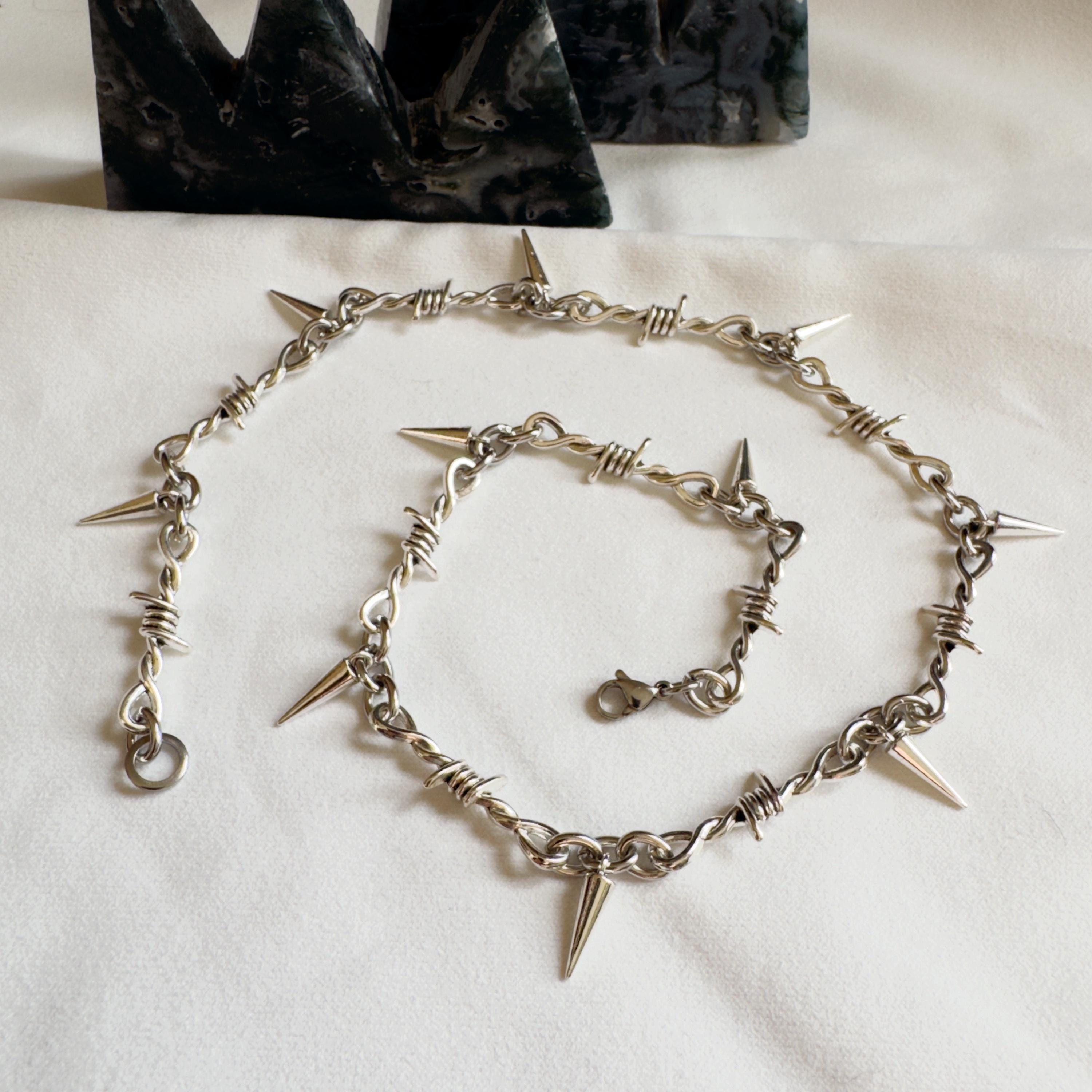 Barbwire and Spikes Necklace | Punk Spiky Chain - Etsy