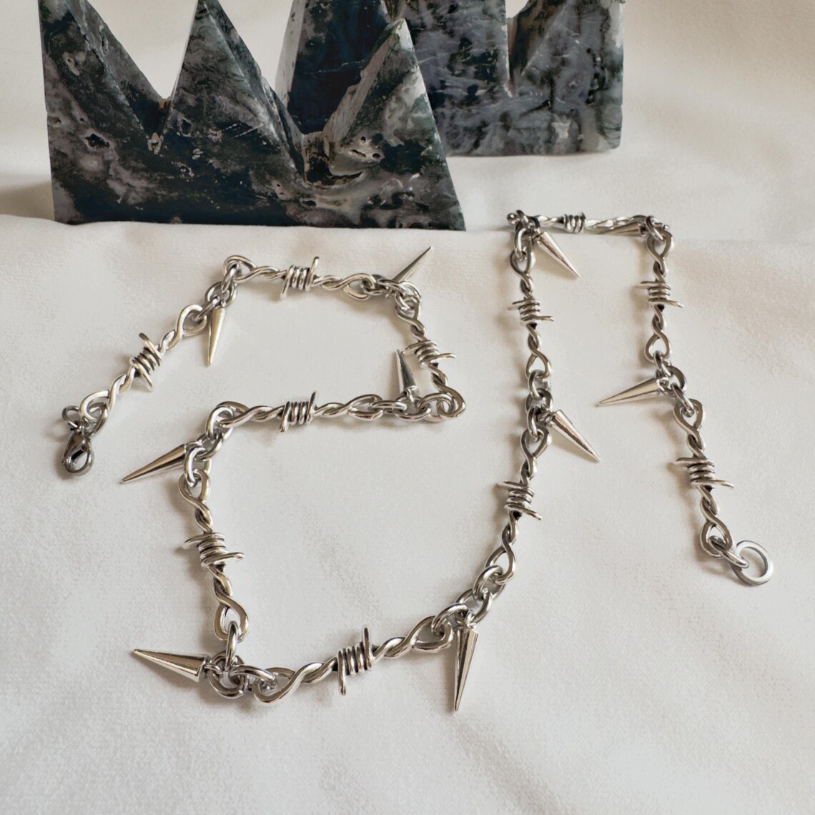 Barbwire and Spikes Necklace | Punk Spiky Chain - Etsy