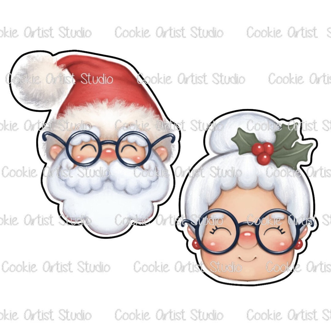 Mr. and Mrs. Claus Face Cookie Cutter and Fondant Cutter Set-choose 1 ...