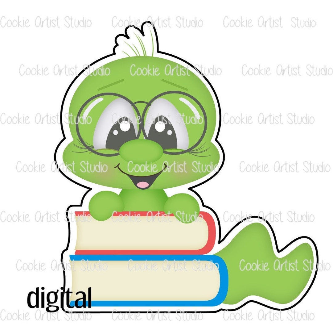 Bookworm1 DIGITAL STL File, Cookie Cutter to Download, Downloadable ...