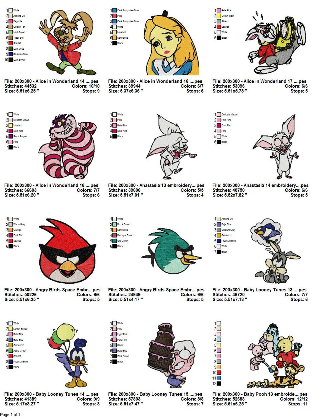 Cartoon Disney Embroidery Design Bundle 222 - Etsy