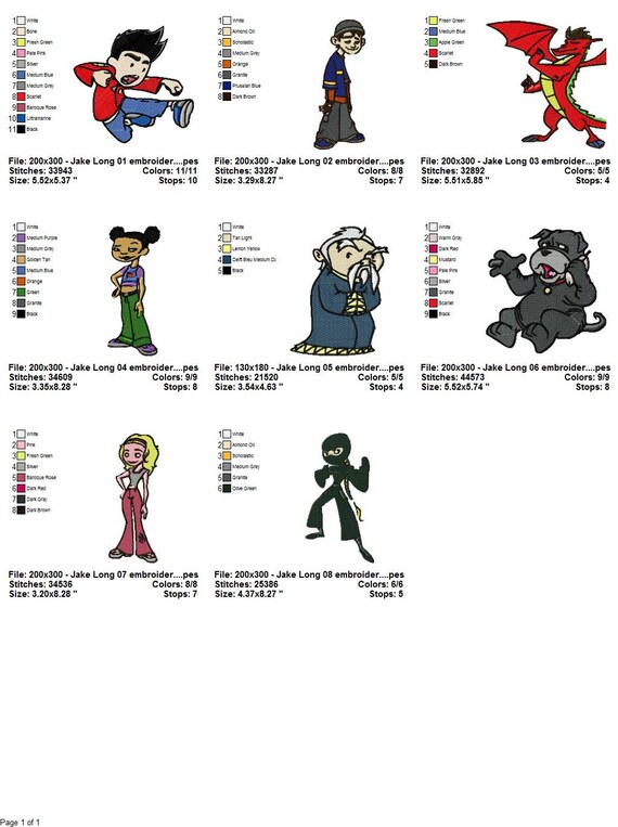 Jake Long Embroidery Design Bundle 120 | Etsy