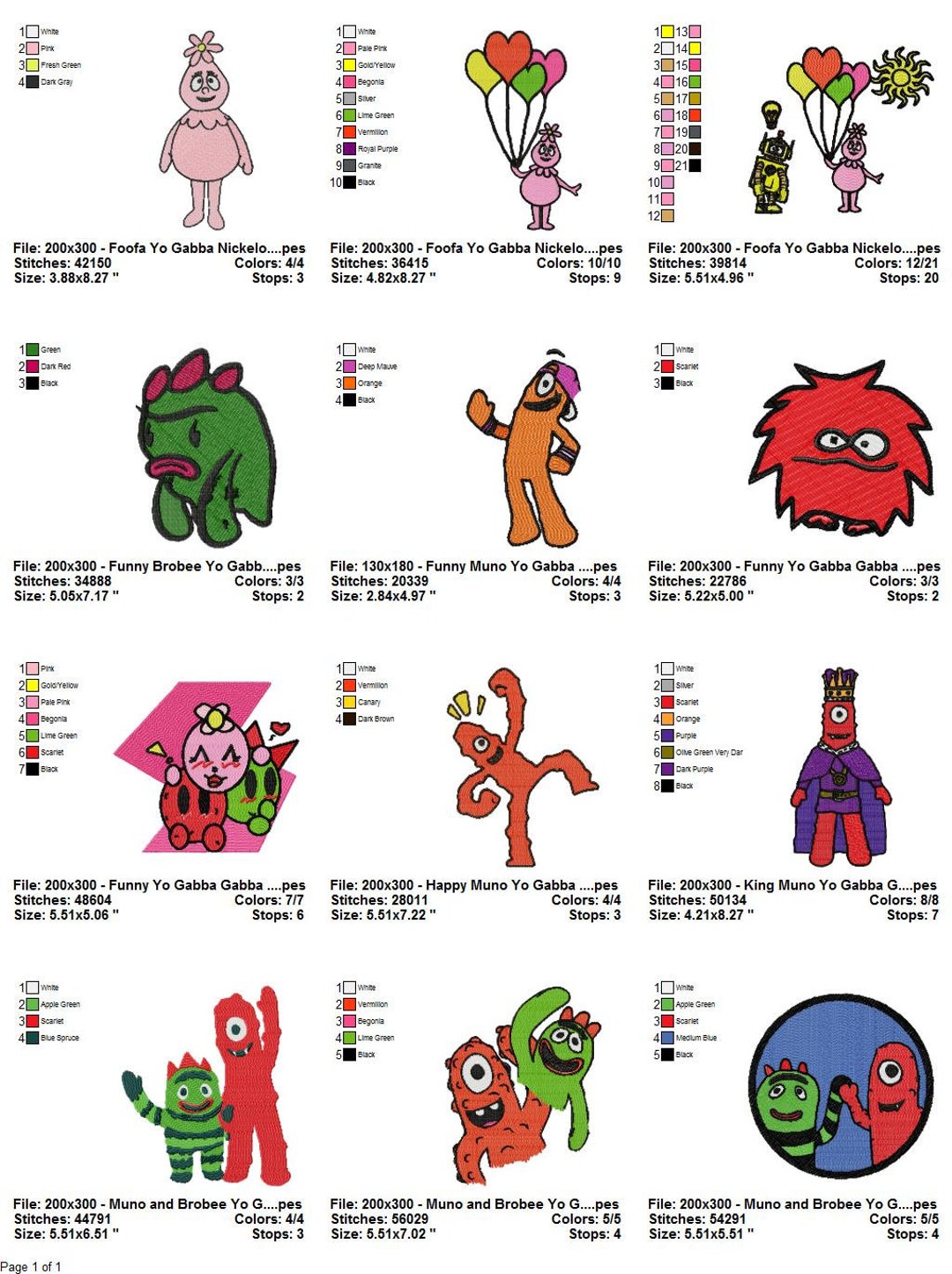 Yo Gabba Gabba Embroidery Design Bundle 214 - Etsy Israel