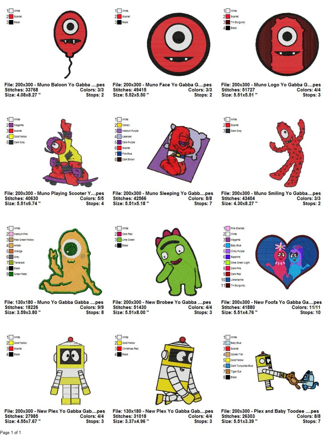 Yo Gabba Gabba Embroidery Design Bundle 215 - Etsy Denmark