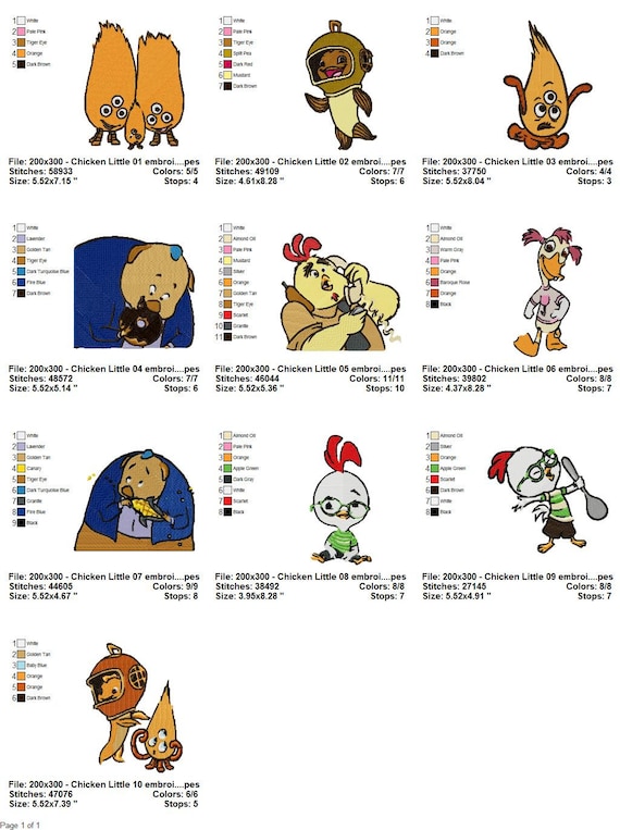Chicken Little Embroidery Design Bundle 65 | Etsy