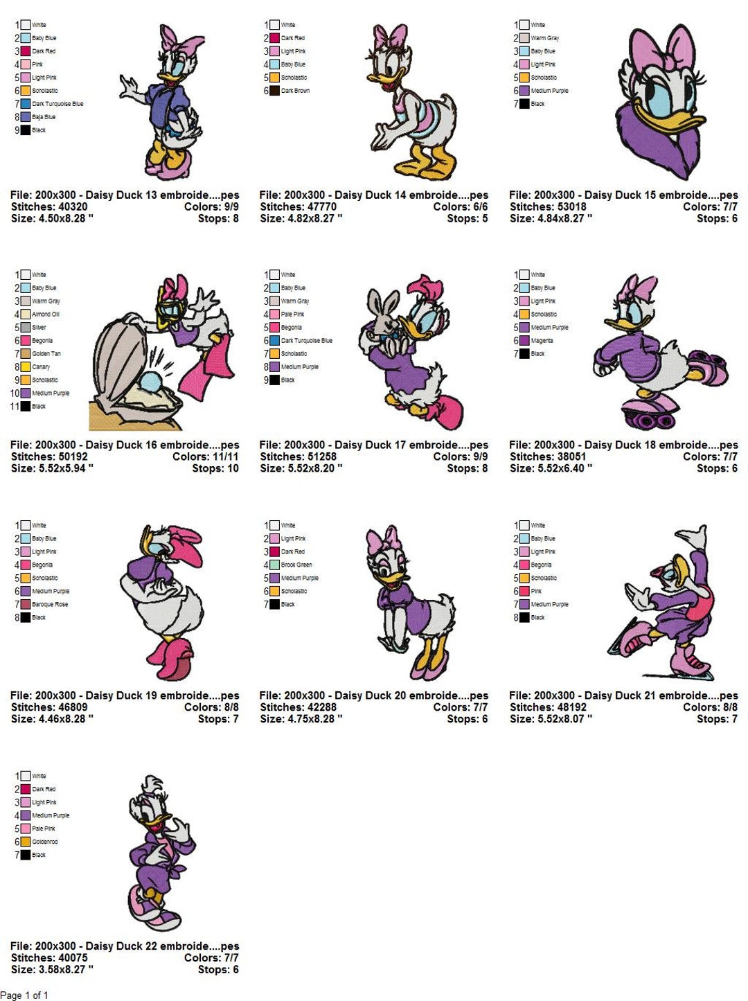 Daisy Duck Embroidery Design Bundle 75 - Etsy