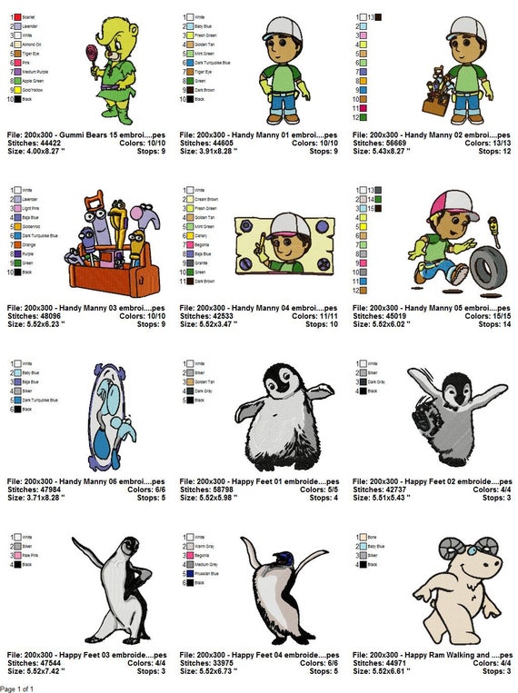 Cartoon Disney Embroidery Design Bundle 228 | Etsy