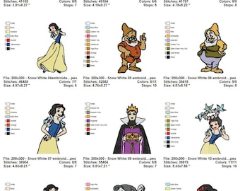 Snow White Embroidery Design Bundle 25 Designs - Etsy