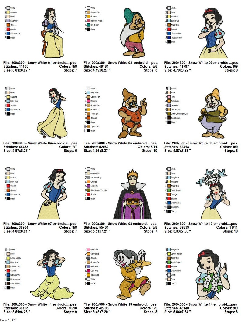 Snow White Embroidery Design Bundle 166 - Etsy
