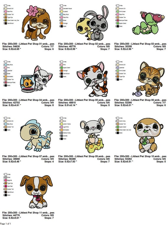 Littlest Pet Shop Embroidery Design Bundle 129 Etsy UK