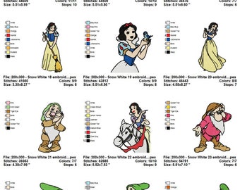 Snow White Embroidery Design Bundle 25 Designs - Etsy