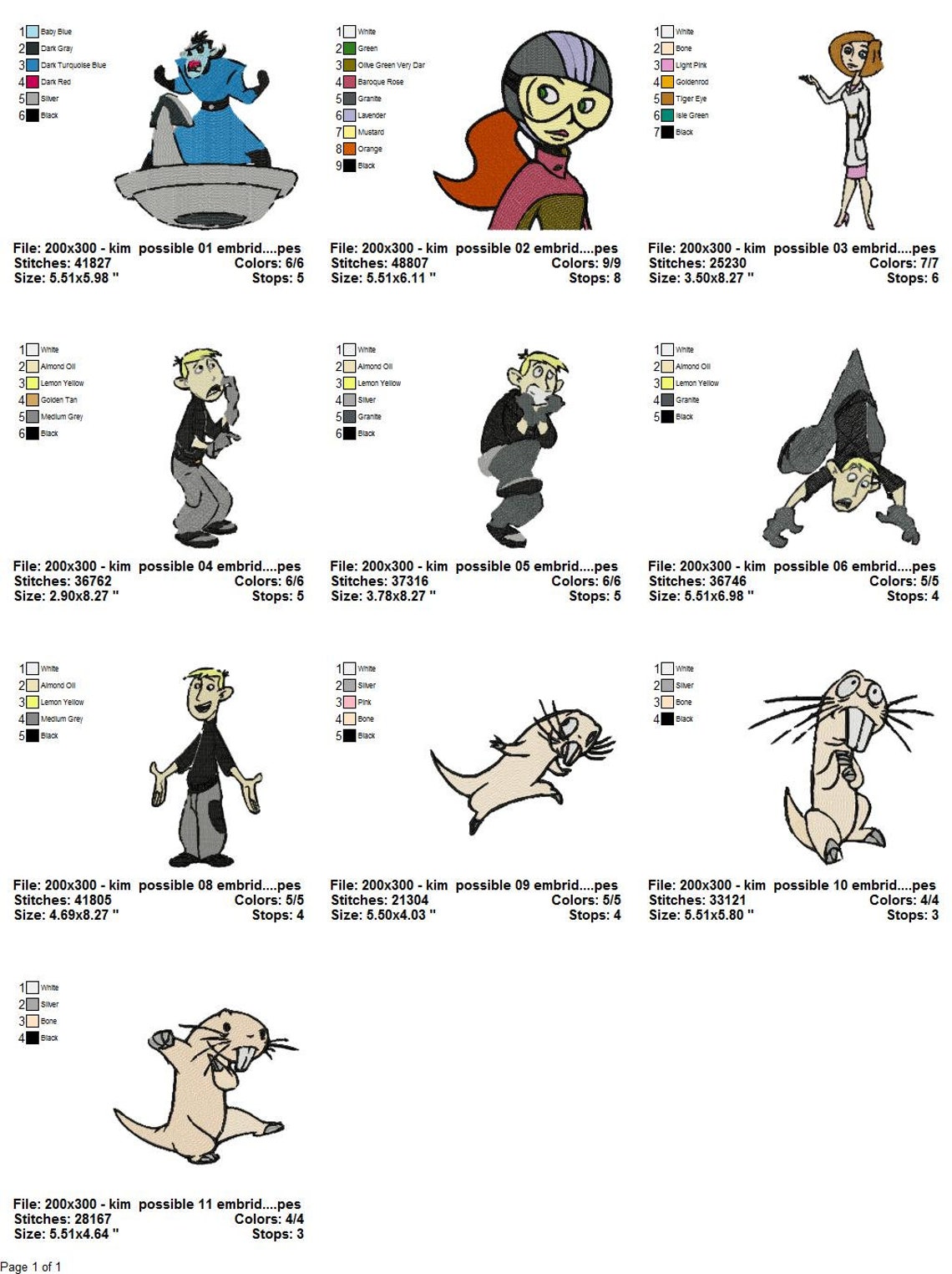Kim possible Embroidery Design Bundle 124 | Etsy